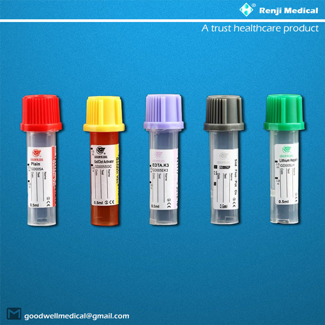 15×46mm Pediatric Blood Collection Tubes Ethylene Oxide Sterilization